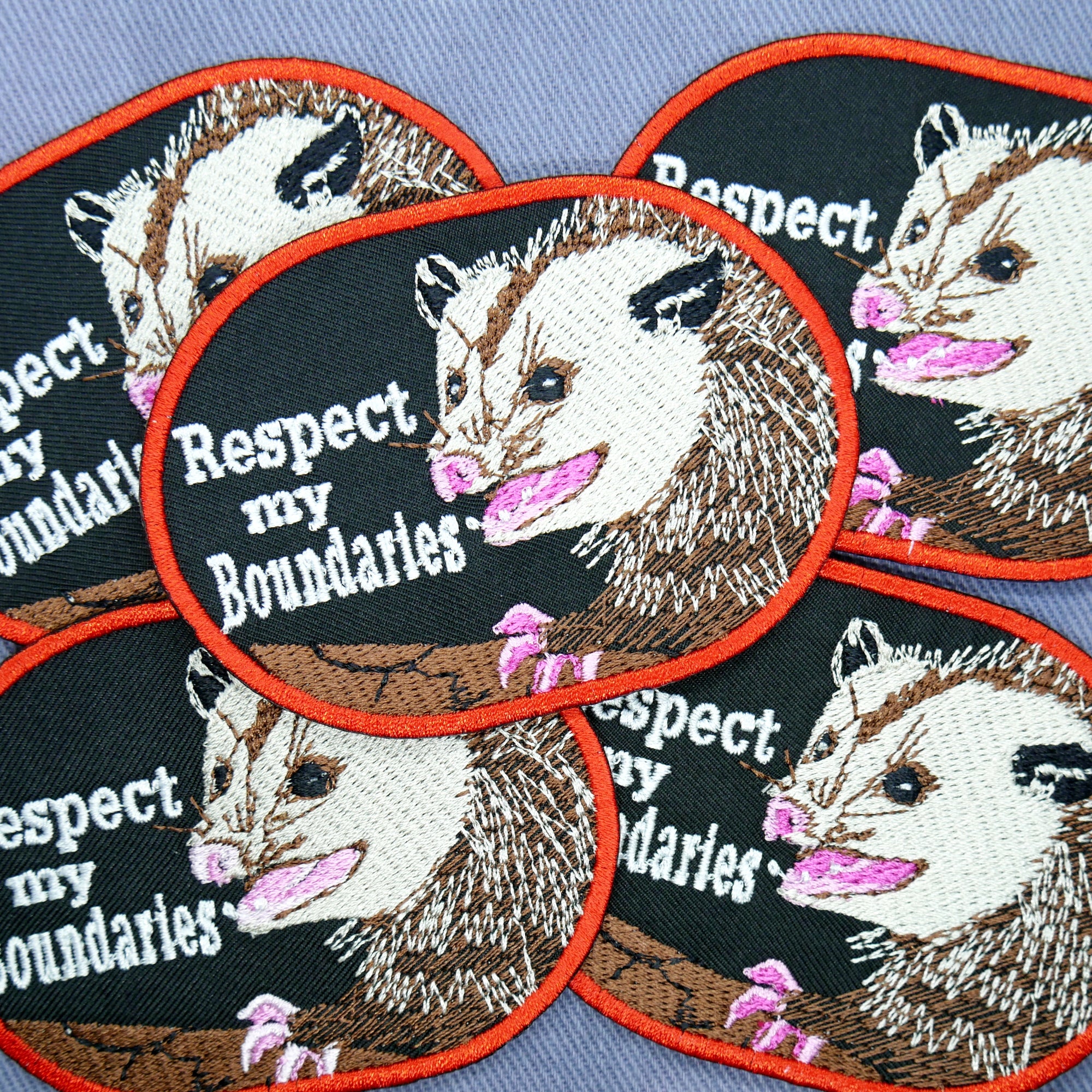 Respect My Boundaries Opossum Embroidered Iron On Patch - Junkyard Witch
