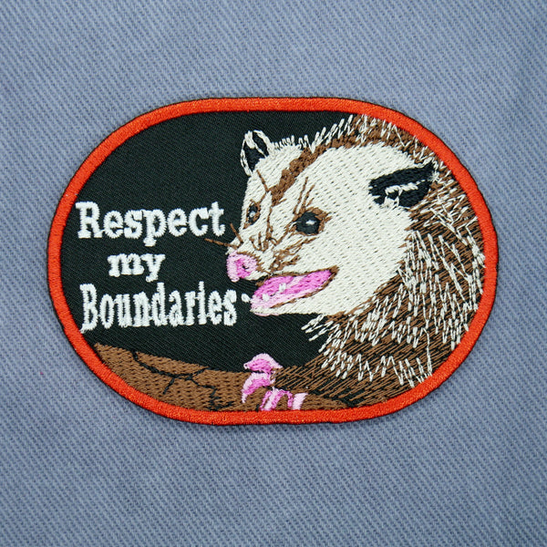 Respect My Boundaries Opossum Embroidered Iron On Patch - Junkyard Witch