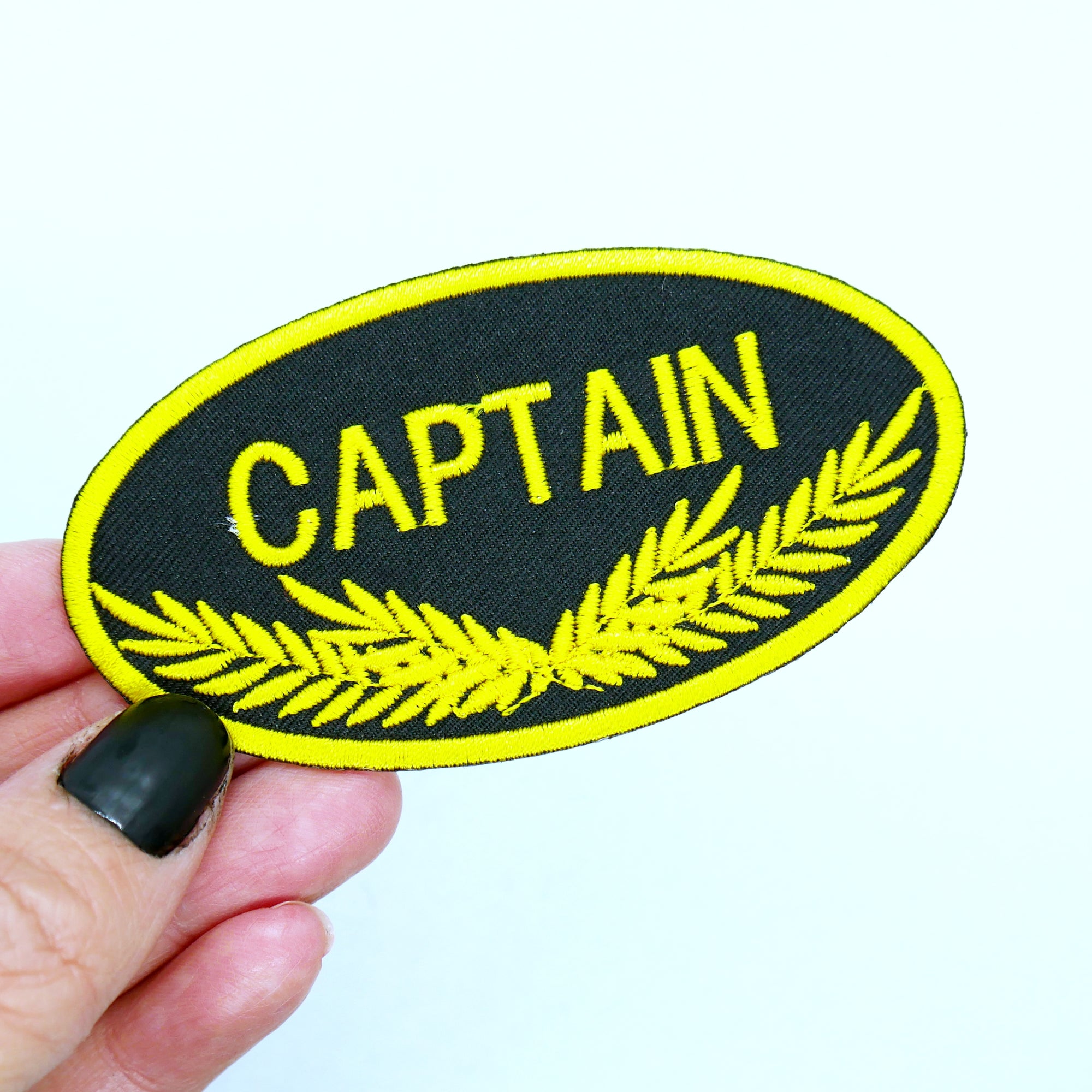 Captain Name Tag Embroidered Iron On Patch - Junkyard Witch