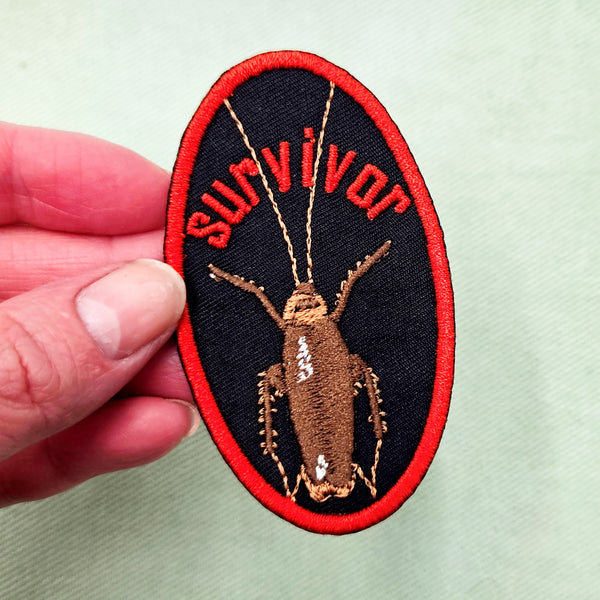 Survivor Cockroach Embroidered Iron On Patch - Junkyard Witch