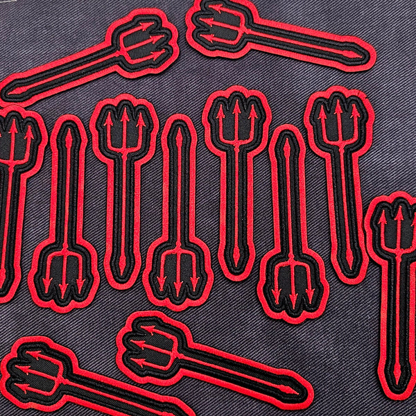 The Devil's Pitchfork Embroidered Iron On Patch - Junkyard Witch