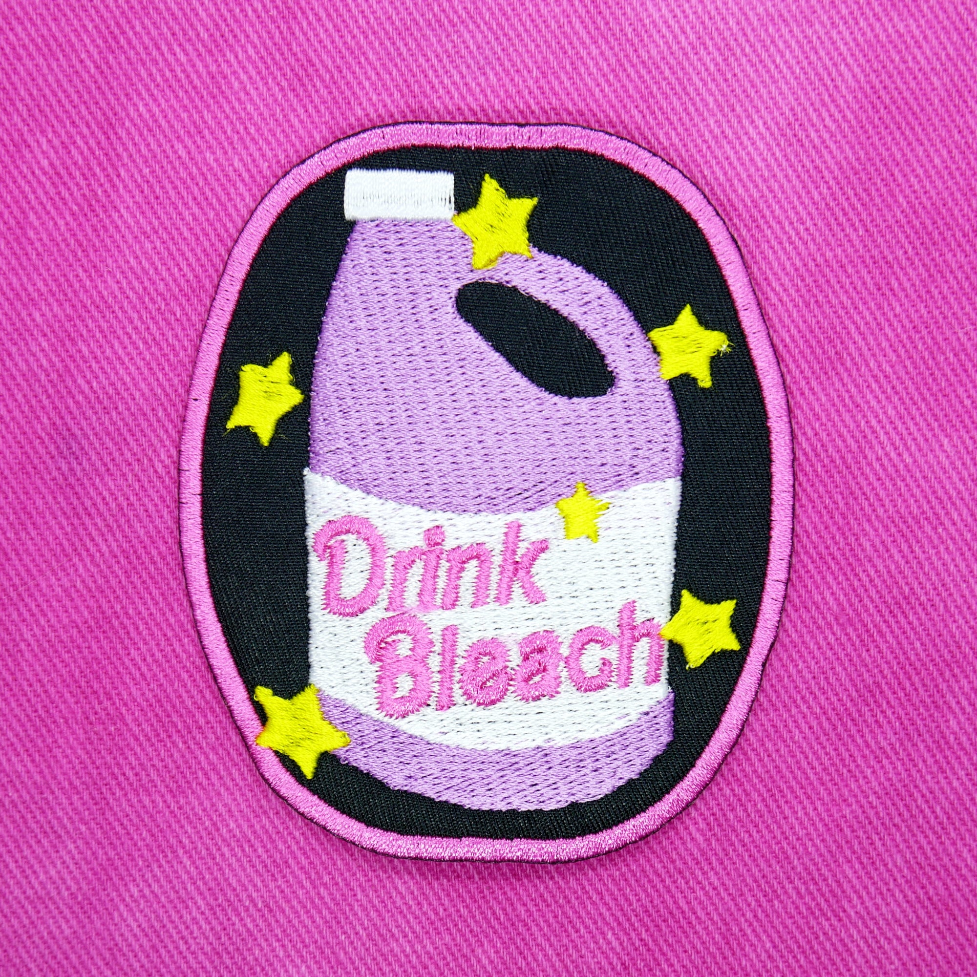 Drink Bleach Pink Sassy Embroidered Iron On Patch – Junkyard Witch