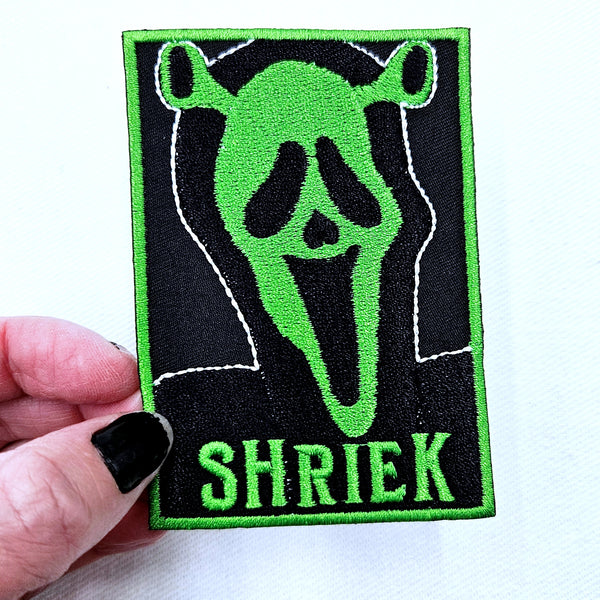 Shriek Ogre Face Embroidered Iron On Patch - Junkyard Witch